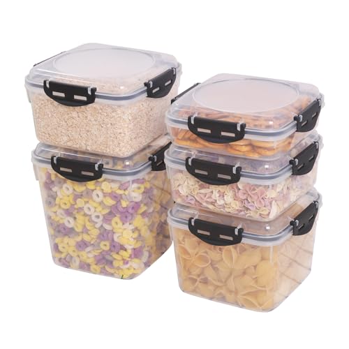 Bellaware 5 PCS Sandwich Containers with Locking Lid, 100% Airtight Kitchen Food Storage Containers Microwave & Dishwasher Safe, BPA-Free Lunch Box for Kids