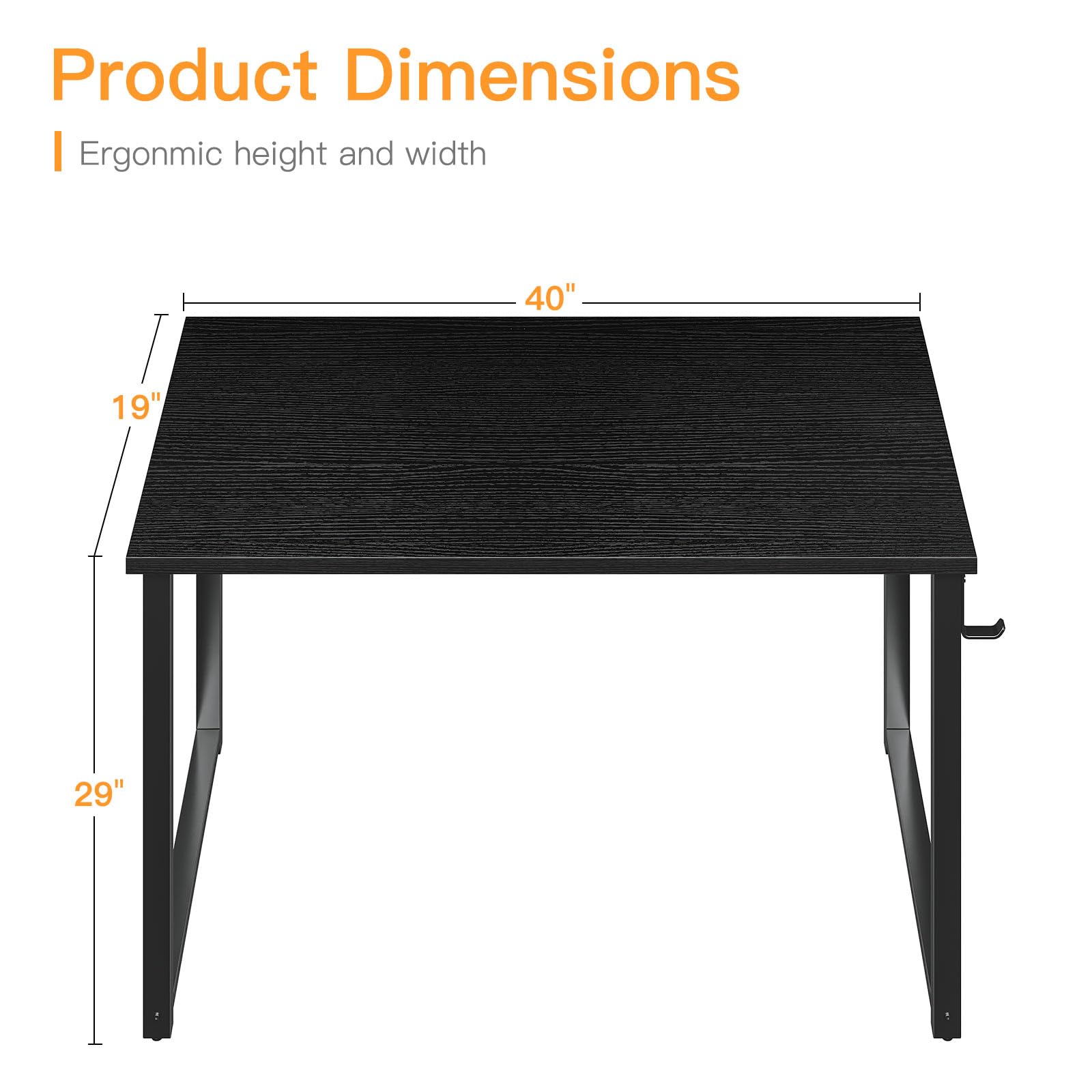 Coleshome 40 Inch Computer Desk, Modern Simple Style Desk for Home Office, Study Student Writing Desk, Black