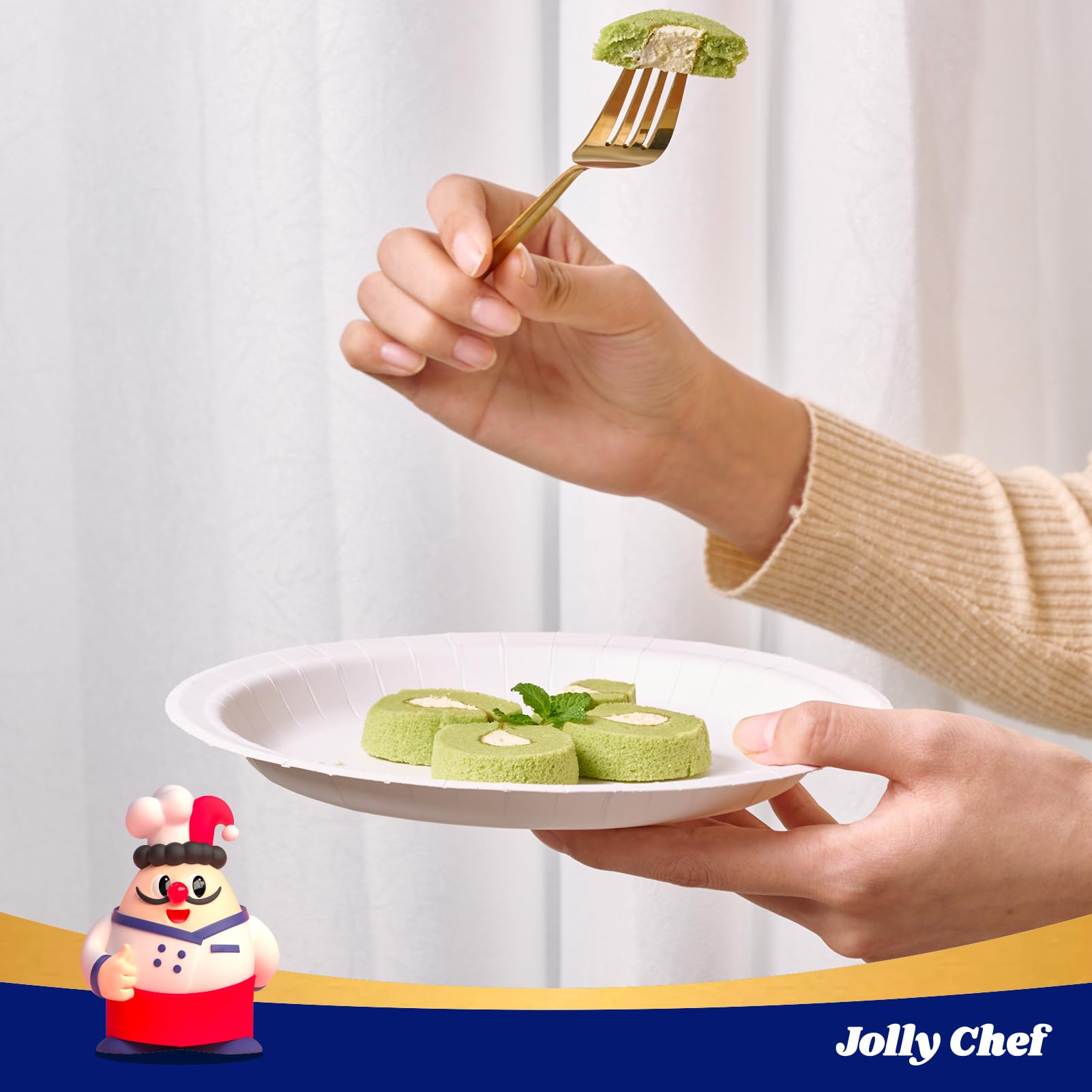 JOLLY CHEF10 inch 140 Pack Disposable Paper Plates,Soak Proof, Cut Proof, Microwave Safe Heavy Duty Paper Plates Everyday Use
