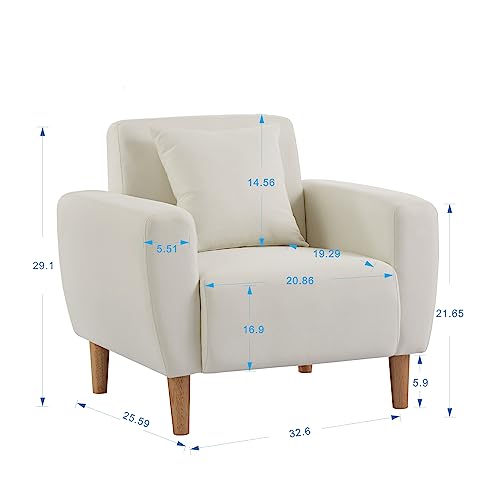 FREEHOMAE Polyester Accent Chair for Living Room Square Arm Chair with Toss Pillow Comfy Single Sofa Club Chair for Small Space