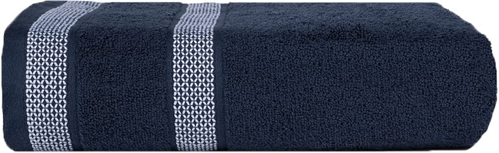 CASA COPENHAGEN Solitaire Mix 6 Pieces Towel Set- Navy Blue + Grey Violet, 600 GSM 2Bath Towel 2Hand Towel 2Washcloth, Designed in Denmark Made of Soft Egyptian Cotton for Bathroom, Kitchen & Shower