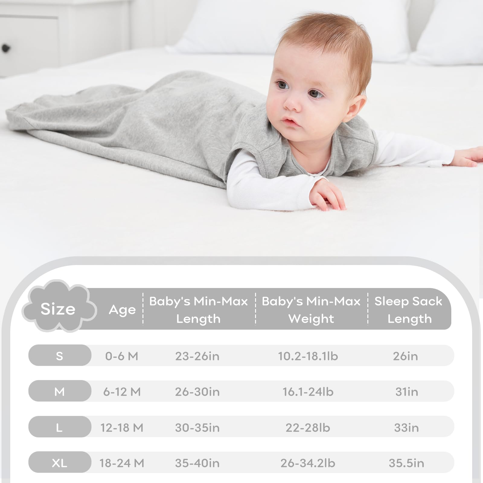 Yoofoss Baby Sleep Sack 3-6 Months 100% Cotton 0.5 TOG Baby Sleeping Bag 2-Way Zipper Toddler Wearable Blankets 3 Pack Breathable Lightweight (Small)