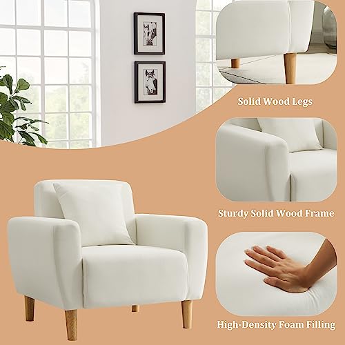 FREEHOMAE Polyester Accent Chair for Living Room Square Arm Chair with Toss Pillow Comfy Single Sofa Club Chair for Small Space