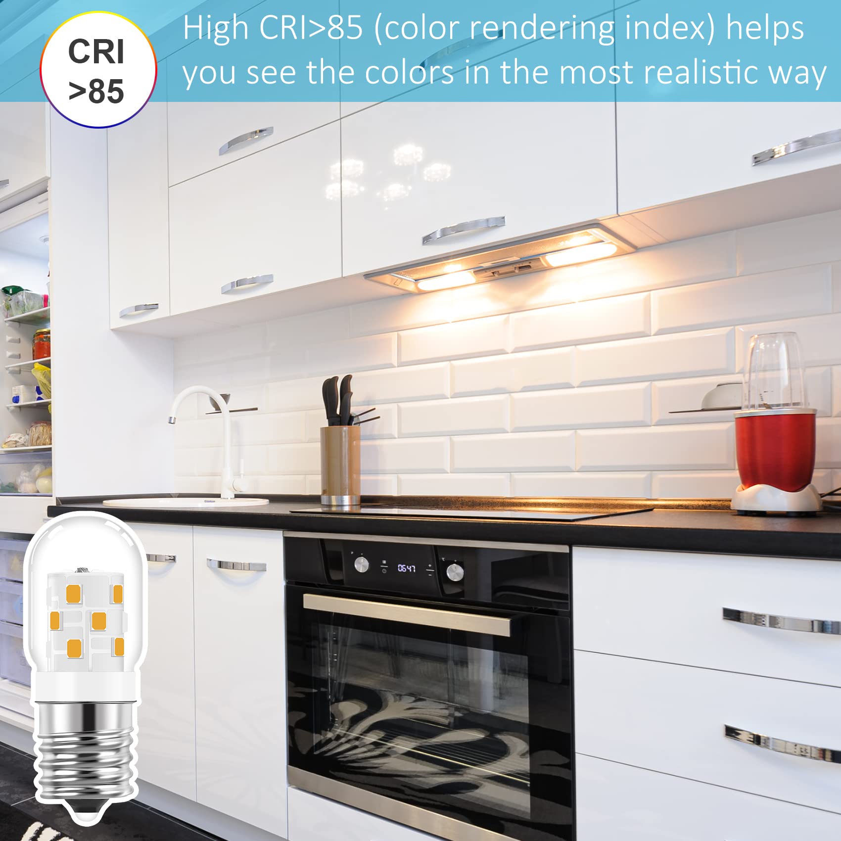 E17 LED Under Microwave Over Stove Light Bulb 125V Appliance 8206232A 40W Incandescent Equivalent, E17 Intermediate Base 3W Dimmable Light Bulb for Refrigerators, Range Hood, WarmWhite 3000K,2 Pack