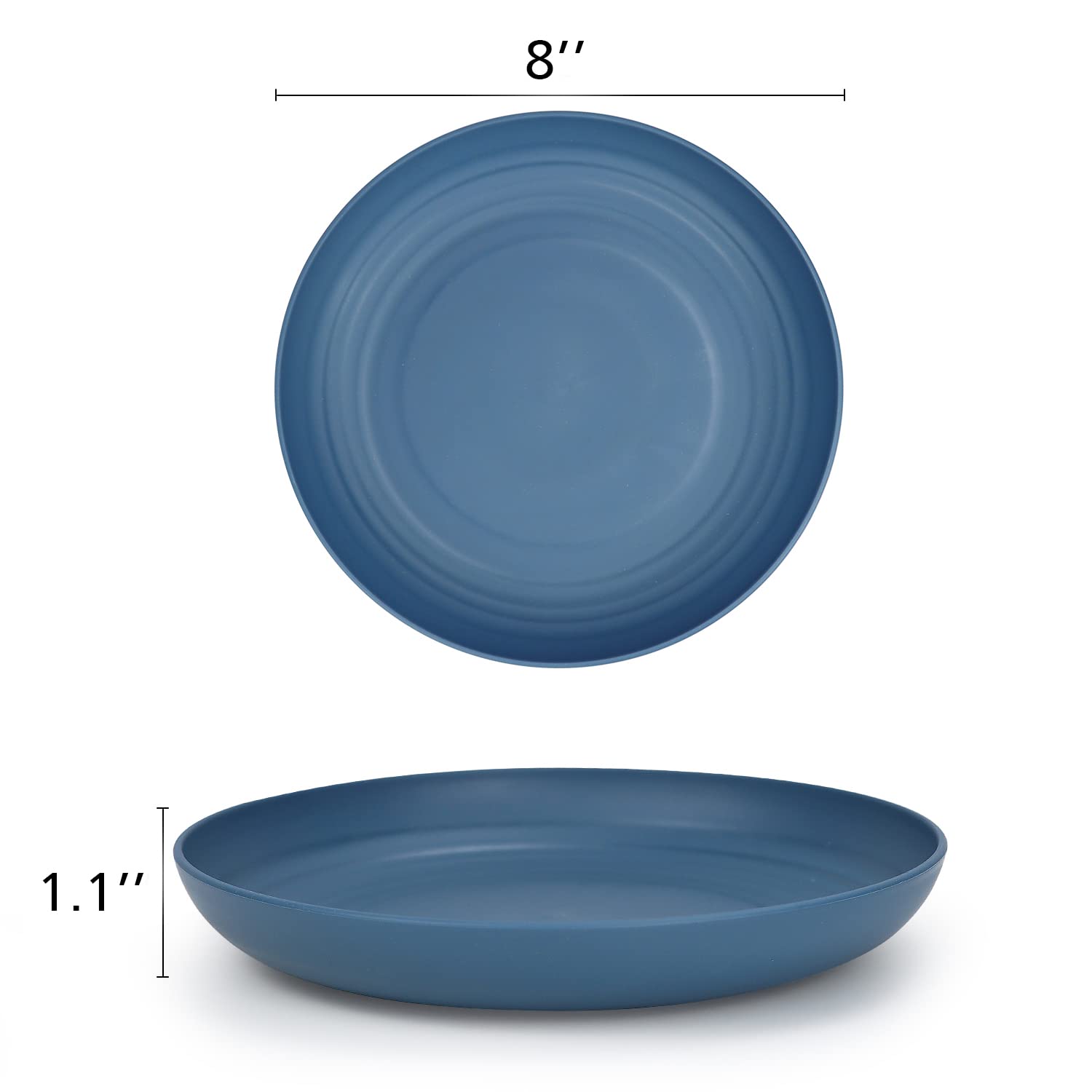 Homienly 6 PCS Deep Dinner Plates Alternative for Plastic Plates Microwave and Dishwasher Safe Wheat Straw Plates for Kitchen Unbreakable Kids Plates with 6 Colors (8 INCH)