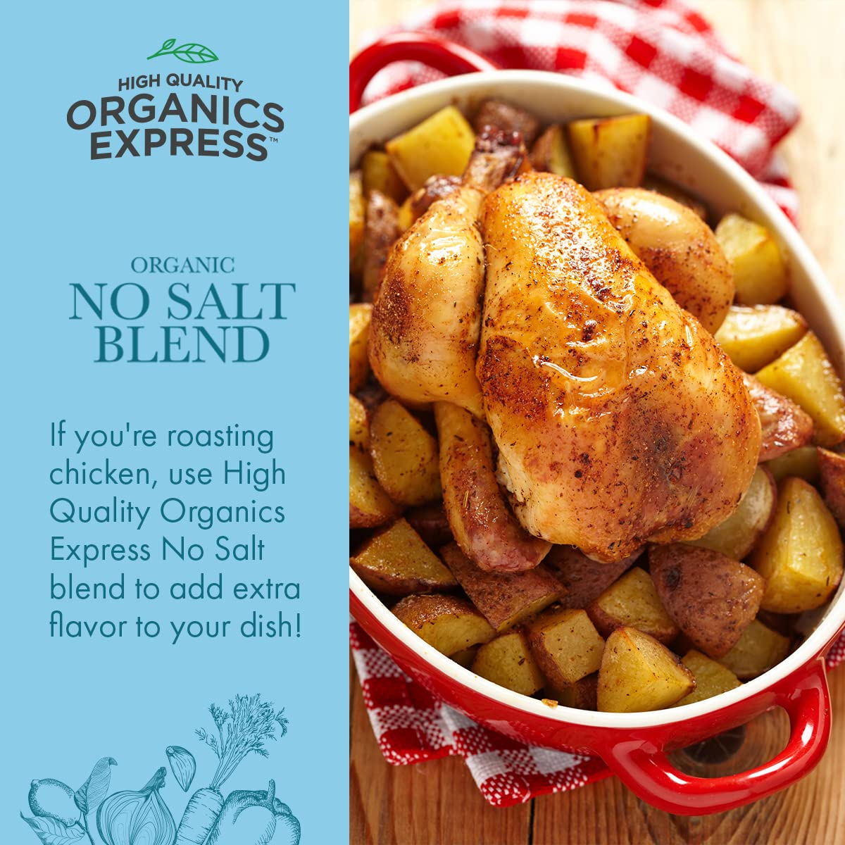 No Salt All Purpose Organic Seasoning, 100% Sodium Free, No MSG, For Vegetables, Chicken, Fish, Salads, Eggs, Rice, Pasta - Non GMO, Kosher, Great Value 1 Lb