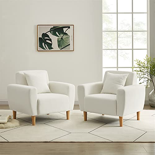 FREEHOMAE Polyester Accent Chair for Living Room Square Arm Chair with Toss Pillow Comfy Single Sofa Club Chair for Small Space