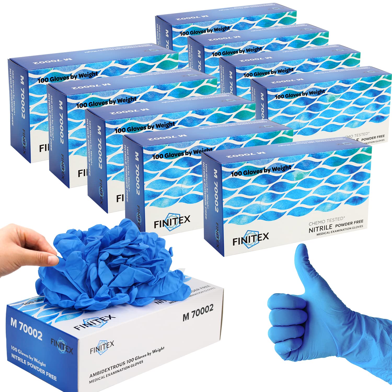 FINITEX Nitrile Disposable Medical Exam Gloves 1000 PCS 4 mil Powder-free Latex-Free Examination Home Cleaning Food Gloves (Small)