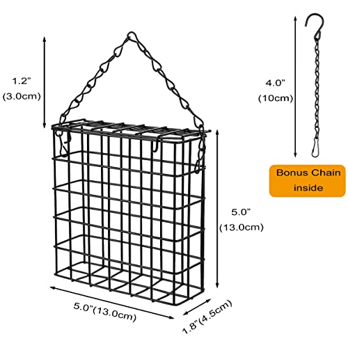 Suet Bird Feeders for Outside Hanging - Pack of 2 pcs x Single Suet Cake Capacity Basket/Cage for Feeding Wild Birds Outdoors/Backyard/Garden