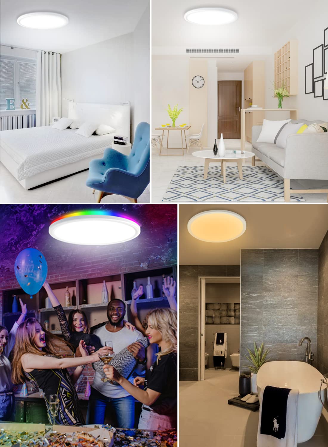 DOLED LED Ceiling Light Flush Mount: 3000LM Bright Closet Lighting Fixtures Ceiling Lamp Dimmable with Remote Control, 12'' Round Flat Ceiling Lights for Bedroom Living Room Kitchen Bathroom
