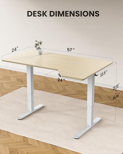 ErGear L Shaped Height Adjustable Electric Standing Desk 57" Corner Standing Desk Sit Stand Desk with Splice Board Ergonomic Desk Home Office Desk Computer Workstation, Natural