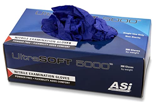 UltraSOFT 5000 Nitrile Gloves, Non- Sterile Gloves Disposable latex Free Medium, Powder Free, (Pack of 300) - Extra Small
