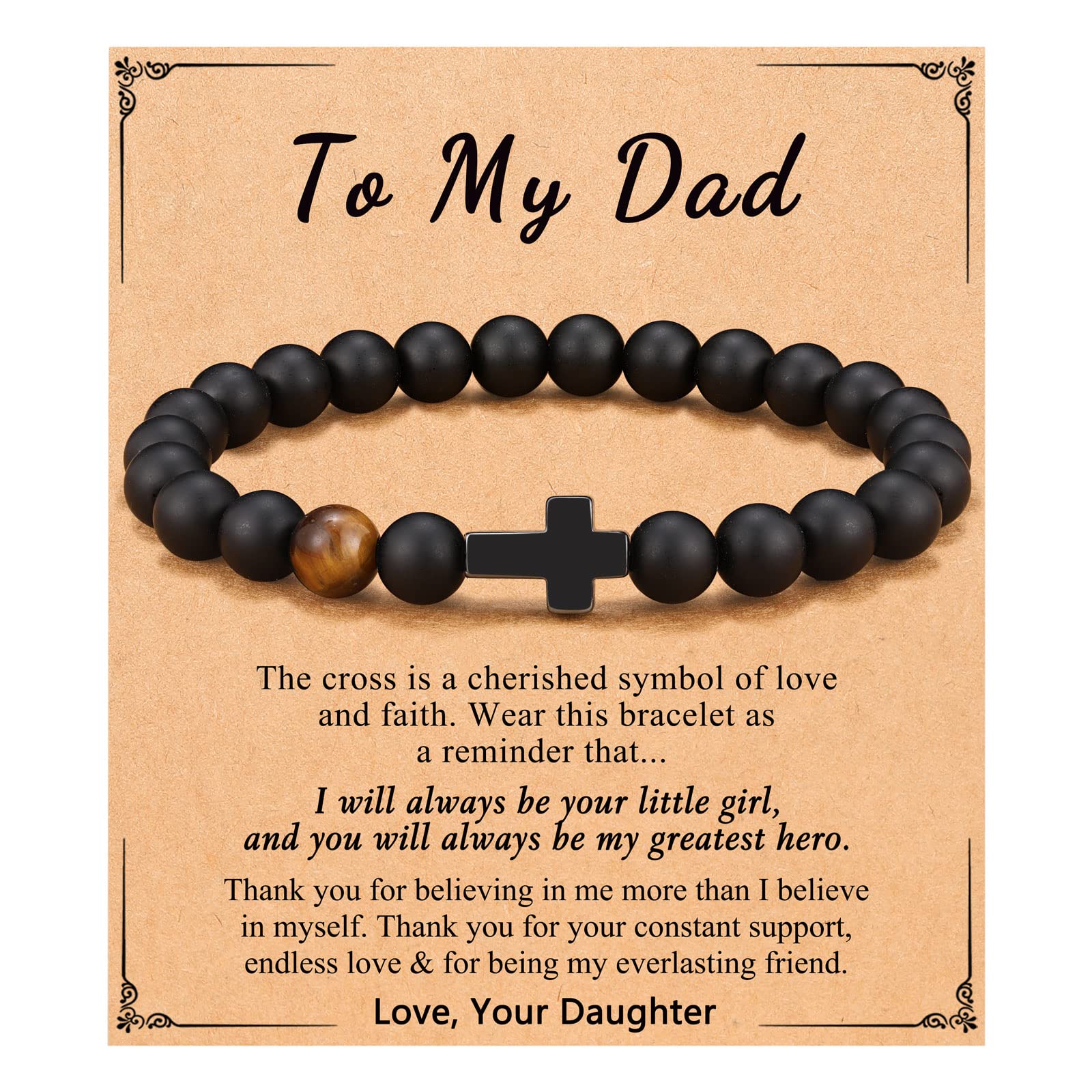ORISPRE Gifts for Dad from Daughter Best Dad Ever Gifts Valentines Birthday for Daddy Father of the Bride Cross Bracelet for Men