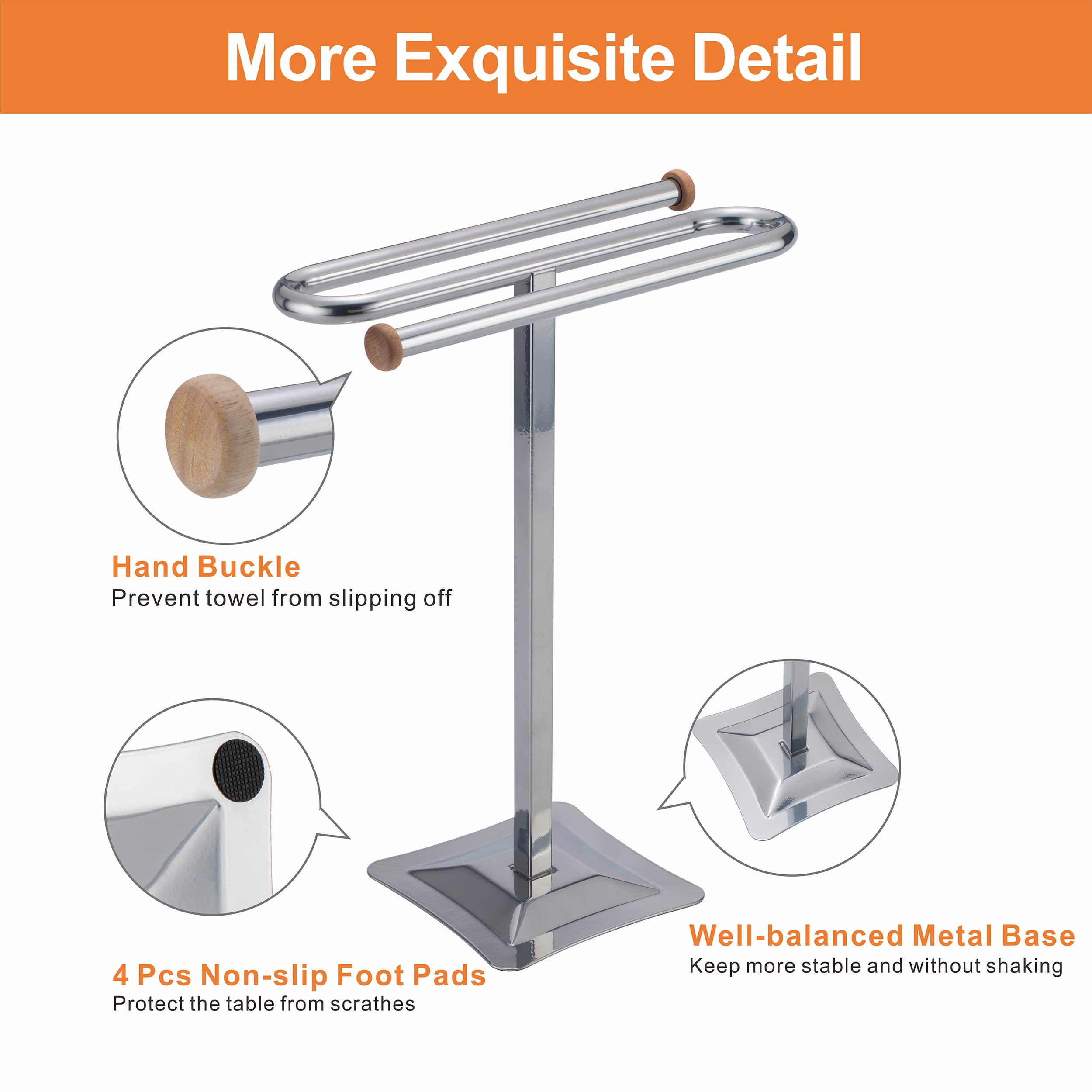 ZCDCP Hand Towel Holder Stand, S-Shape Countertop Towel Stand with Metal Base Freestanding Towel Rack for Bathroom