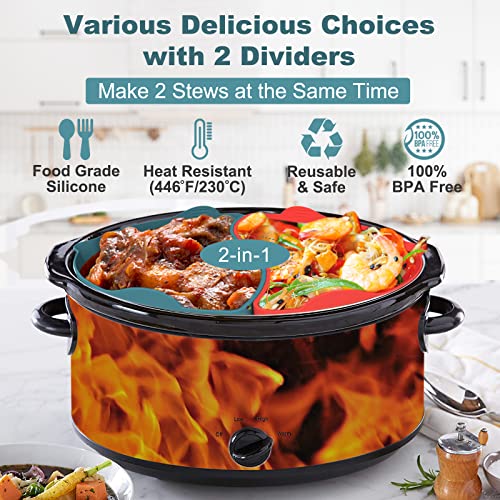 Dompion Silicone Slow Cooker Liners, Reusable 2 Divider Insert Fits for Crock-pot Oval 6 QT Slow Cooker, Dishwasher Safe, Easy Cleanup, Food-Grade BPA Free Cooking Liners for Most 6 QT Slow Cooker