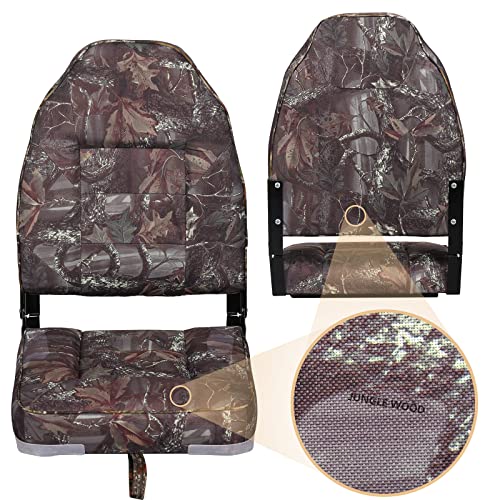 Leader Accessories A Pair of Elite Low/High Back Folding Fishing Boat Seat (2 Seats) (A-Camo)