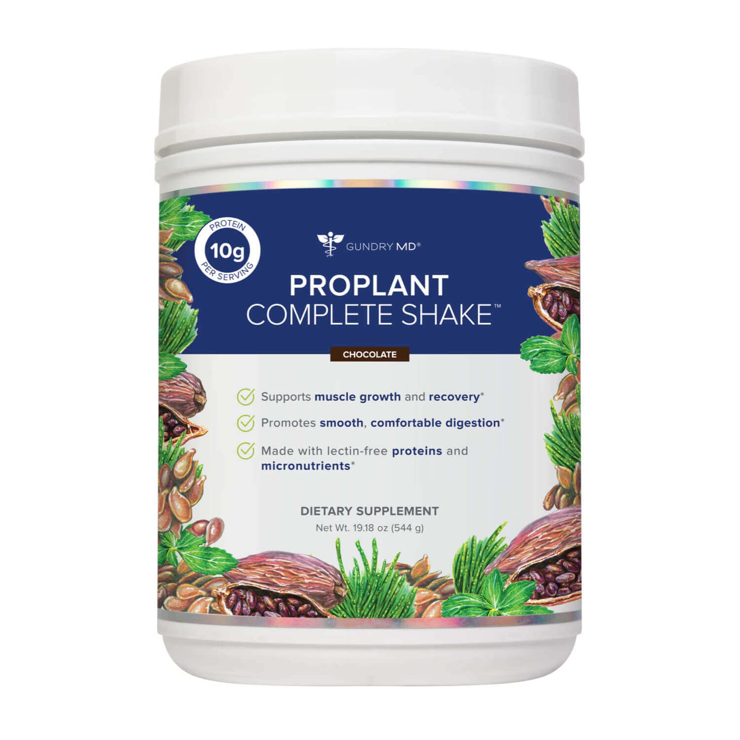 Gundry MD® Pro Plant Complete Shake™ High-Fiber Plant Protein Blend, 20 Servings (Chocolate)
