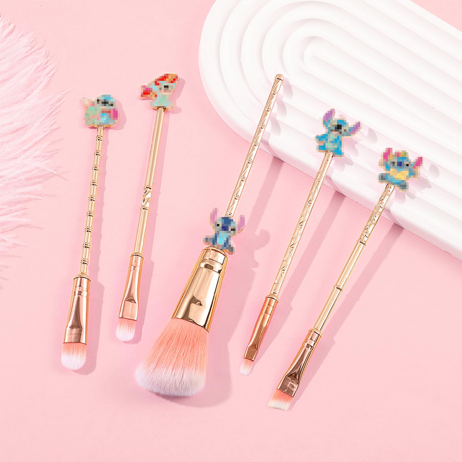 Stich Makeup Brushes Set, WeChip Anime Stich Make Up Brush Set, Stich Stuff for Girls Women（5pcs）