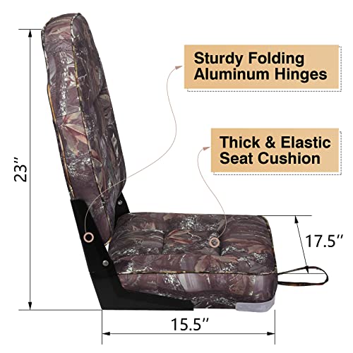 Leader Accessories A Pair of Elite Low/High Back Folding Fishing Boat Seat (2 Seats) (A-Camo)