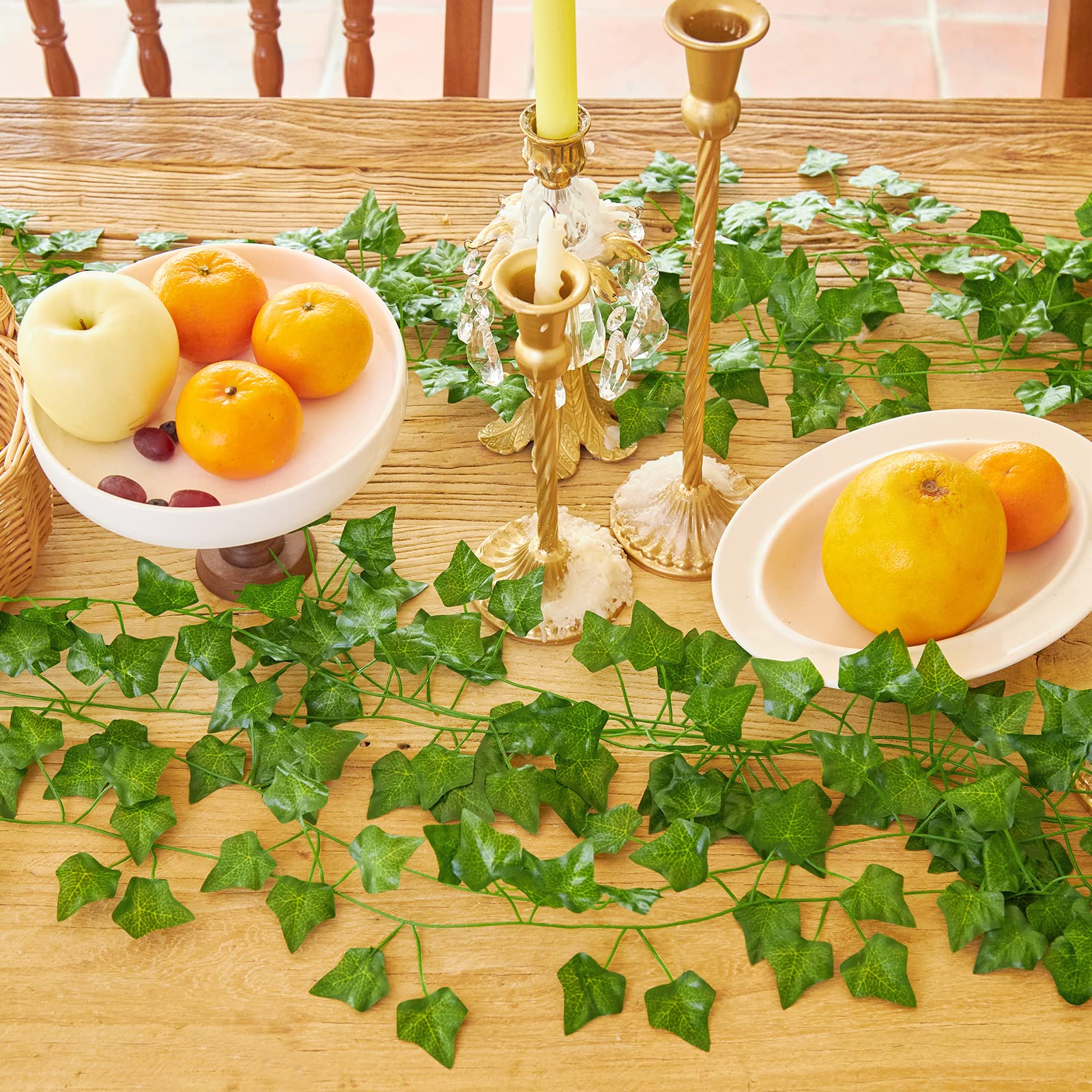 TOTOGA 12 Strands Artificial Ivy Leaf Fake Plants Vine Hanging Garland for Wall Home Wedding Decor