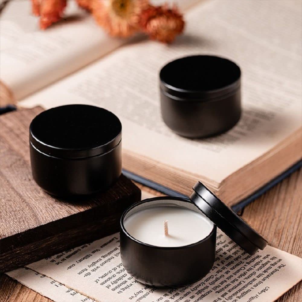 DIEWU 10Pcs Tin Candle Containers with Lids for Making Candles, Arts & Crafts, Empty Candle Jars with Lids(Brown)