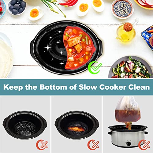 Dompion Silicone Slow Cooker Liners, Reusable 2 Divider Insert Fits for Crock-pot Oval 6 QT Slow Cooker, Dishwasher Safe, Easy Cleanup, Food-Grade BPA Free Cooking Liners for Most 6 QT Slow Cooker