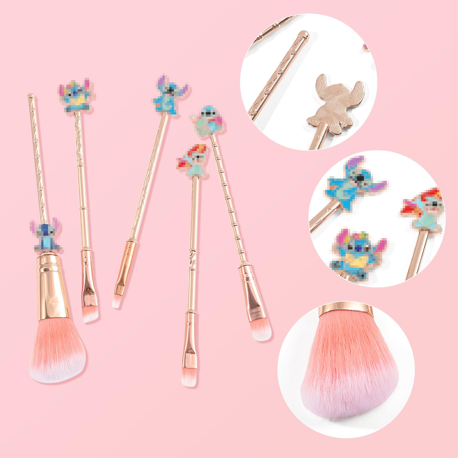 Stich Makeup Brushes Set, WeChip Anime Stich Make Up Brush Set, Stich Stuff for Girls Women（5pcs）