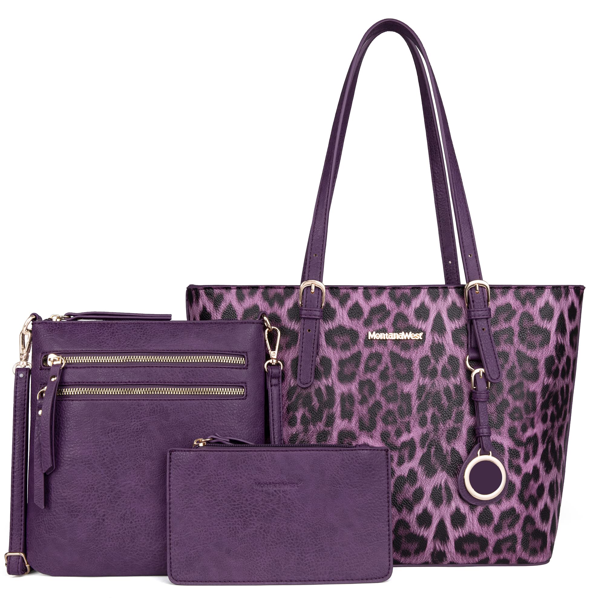 Montana West Purses and Handbags for Women 3pcs Hand Bags Tote Purse and Wallet Set Shoulder Satchel Bag for Women Leopard Print gifts MWC3-G055PP