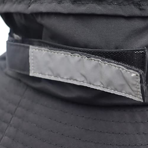Surf Bucket Hat, Men Sun Hats with Neck Flap for Surfing, Boating, Water Sports Black