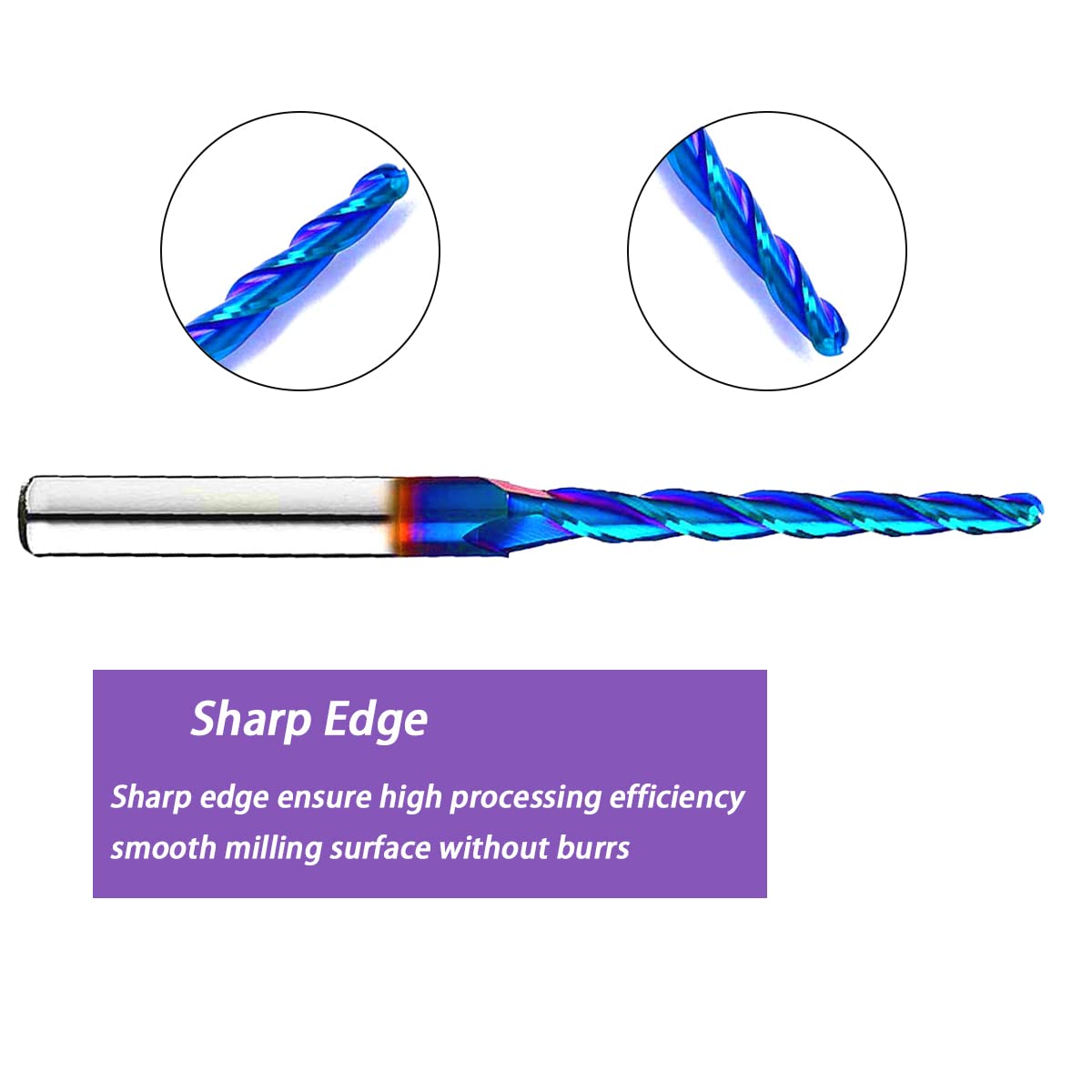 HZBIAO 1 Degree Tapered Ball Nose CNC Router Bits End Mills Solid Carbide Spiral Up Cut 2D&3D Carving bits 1/4 Inch Shank with 1/8 Diameter Overall Length 3 Inch SQ333