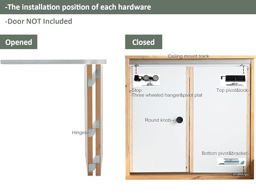 DIYHD 96" Bifold Interior Door Hardware,Ceiling Mount Bi Folding Closet Door Kit for 4 Door,Fit Door Width 95-1/16",No Door