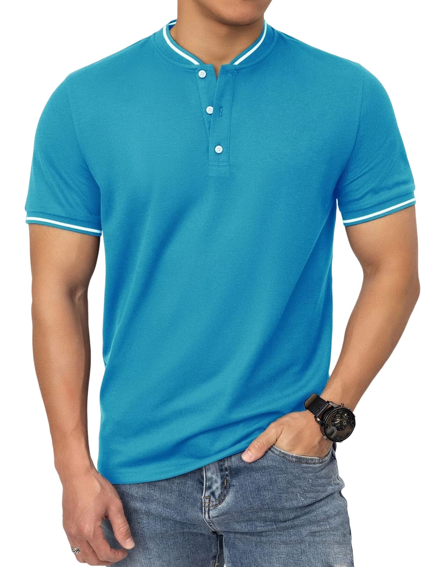 Men's Fashion Polo Shirts Classic Fit Polo Shirt Short-Sleeve Polo Office Polo Shirt 3-Button unique polo half sleeve slim fit form fitting Casual Stylish Clothes Cloths ropa de hombre de moda 2023