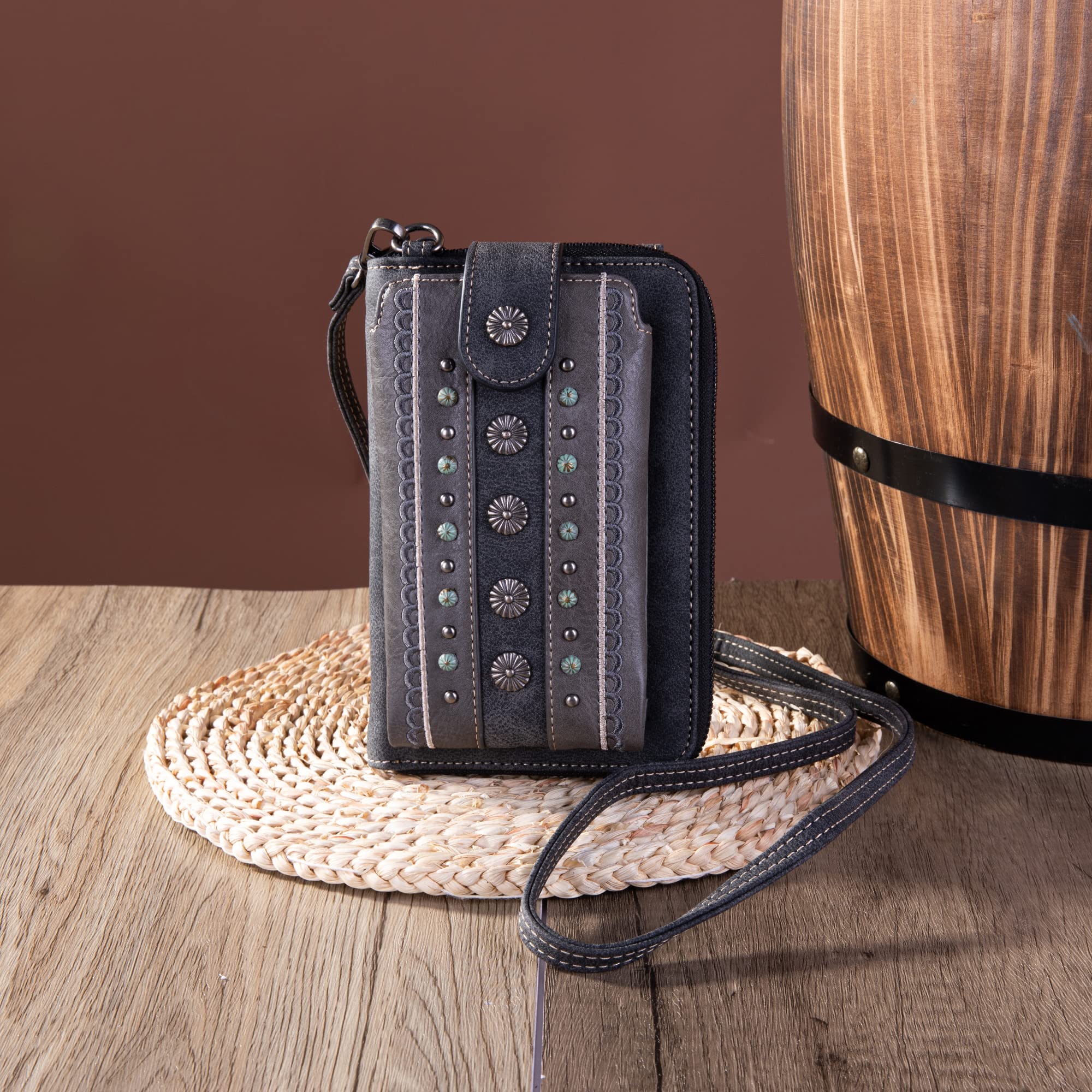Montana West Crossbody Cell Phone Purse For Women Western Style Cellphone Wallet Bag Travel Size With Coin Pocket PHD-2012BK