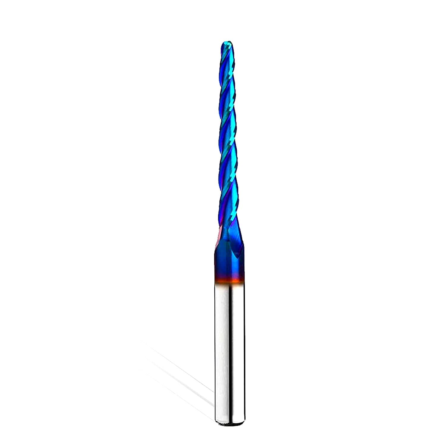 HZBIAO 1 Degree Tapered Ball Nose CNC Router Bits End Mills Solid Carbide Spiral Up Cut 2D&3D Carving bits 1/4 Inch Shank with 1/8 Diameter Overall Length 3 Inch SQ333