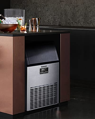 Silonn Commercial Ice Maker, Creates 150lbs in 24H, 33lbs Ice Storage Capacity, Stainless Steel Freestanding Ice Maker Machine with Auto Self-Cleaning for Home Office Bar Parties (SLIM12T)