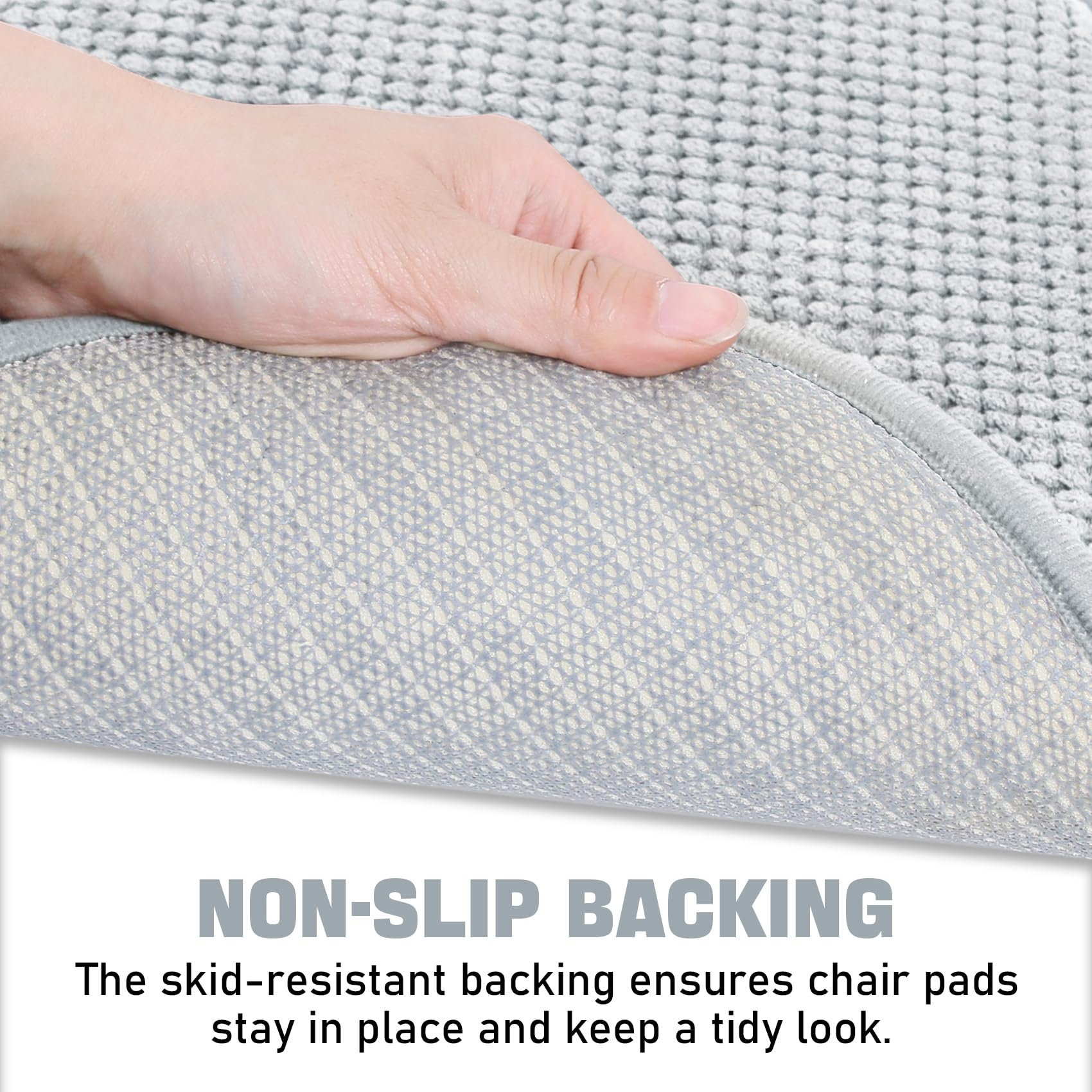 PRONOUS Light Grey Memory Foam Chair Pads, 2 Pack D-Shaped Seat Cushions for Dining Office Chairs, 17" x 15", Nonslip
