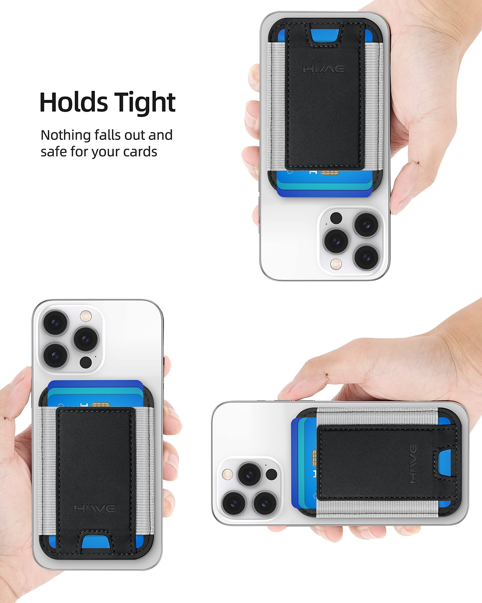 2 Pack Phone Card Holder - Premium Leather Wallet, Strong Adhesive, Fits 7 Cards, Compatible with iPhone, Samsung & Most Smartphones