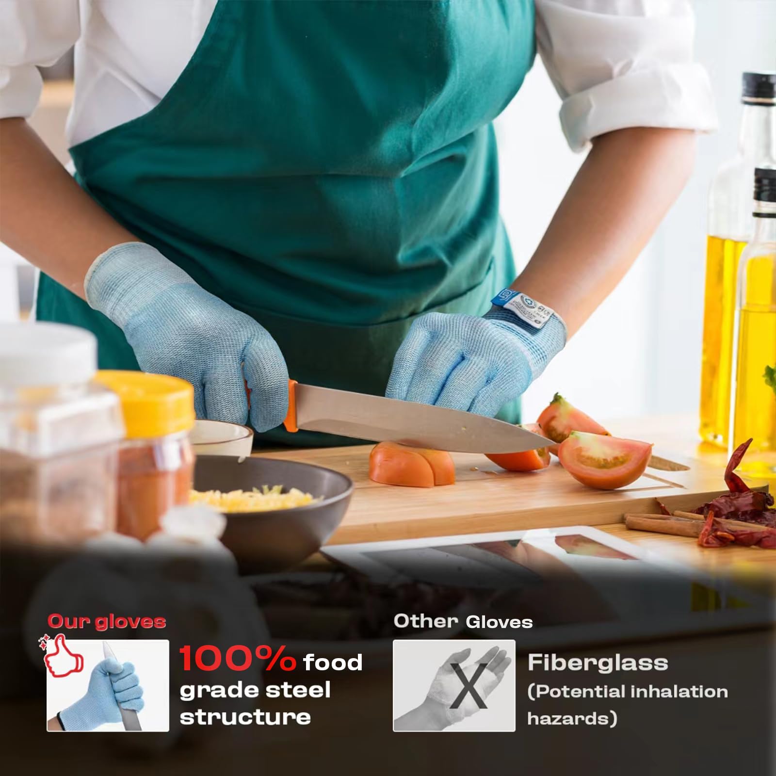 JDL Large Pink Cut Resistant Gloves with Touch Screen, Food Grade, ANSI A5, 3D Stretch Fit, Firm Grip, Suitable for Oyster Shucking, Meat Slicing, Kitchen Protection