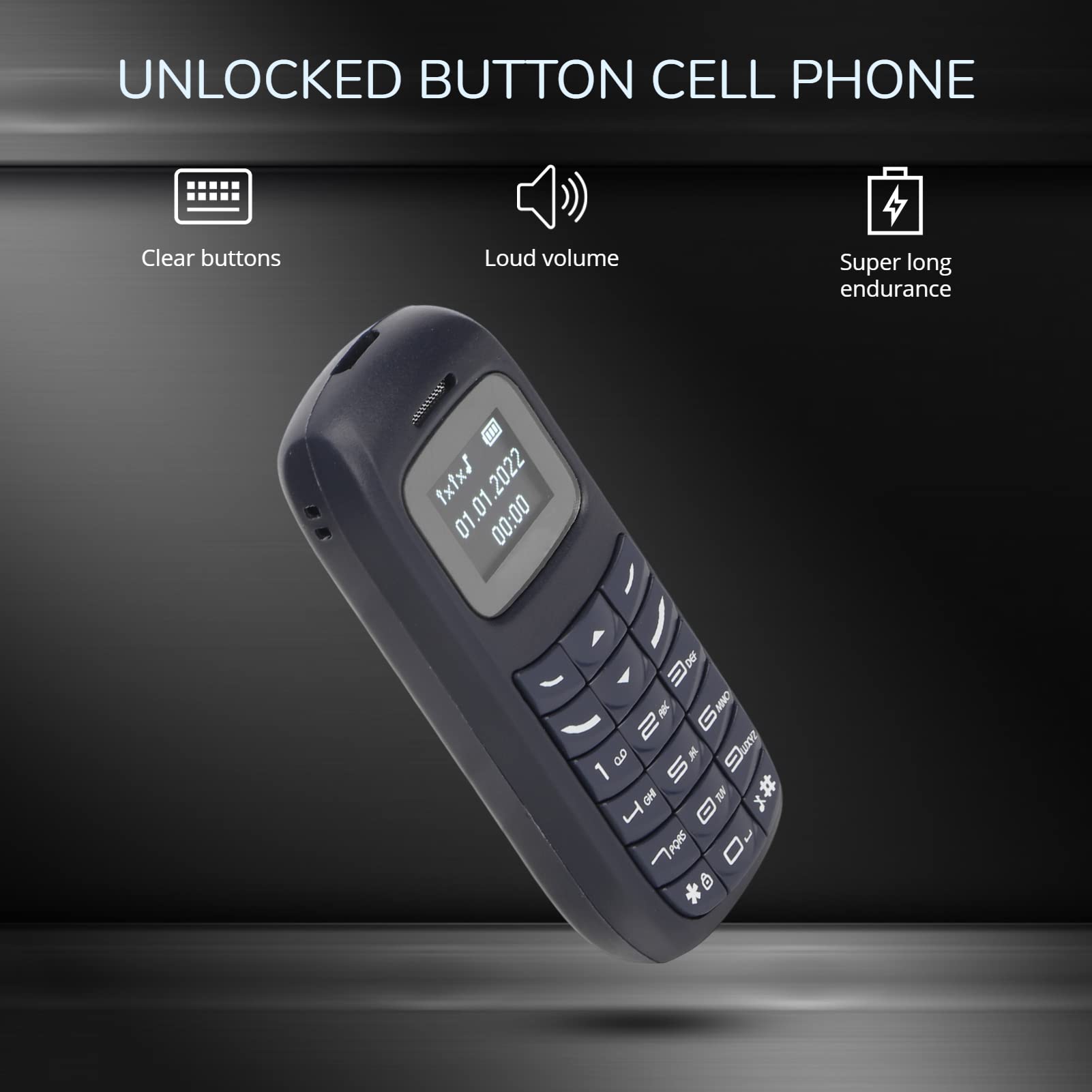 Seniors Cell Phone, Big Buttons Volume Unlocked Simple Mobile Phone, Dual Card Mini Backup Mobile Phone with Low Radiation Rate, 2G Network (Blue)