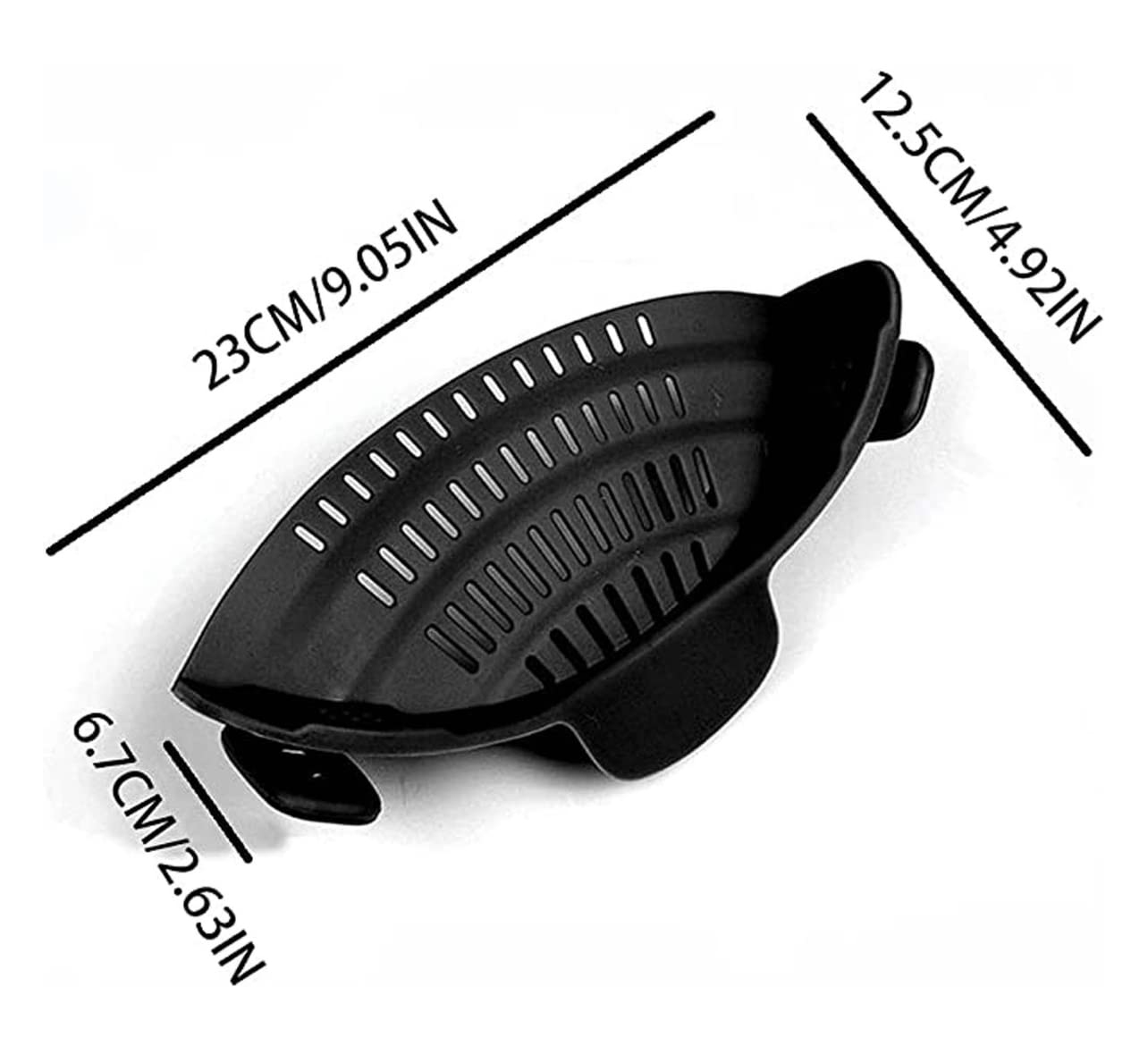 Clip on Strainer for Pots Pan Pasta Strainer, Silicone Food Strainer Hands-Free Pan Strainer, Clip-on Kitchen Food Strainer for Spaghetti, Pasta, Ground Beef Fits All Bowls and Pots, Black