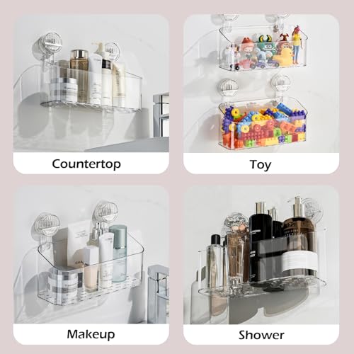 DEEIF Clear Shower Caddy Suction Cup Storage Basket for Bathroom
