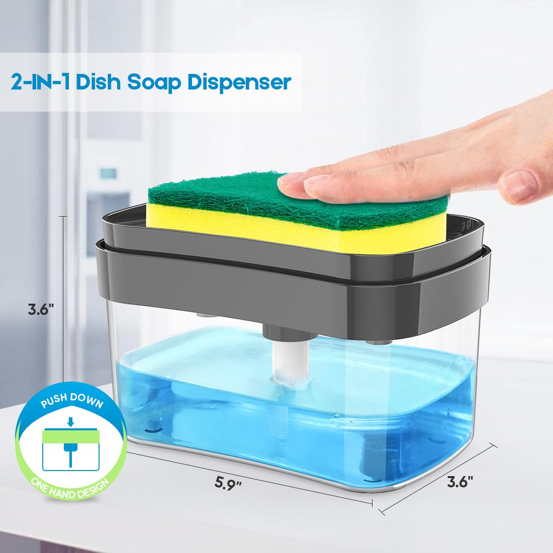 HOMEXCEL Dish Soap Dispenser with 24 Scrub Sponges for Kitchen Sink, 2 in-1 Premium Soap Dispenser with Sponge Holder, 24 Cleaning Sponges with Dishwashing Soap Pump Dispenser for Kitchen Countertop