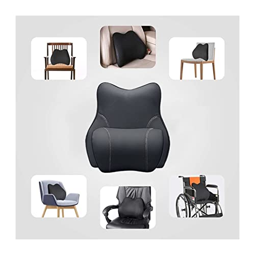 CXSDCQQ Memory Foam Neck Support Pillow Compatible with Tesla Model 3 X S Y Seat Lumbar Full Protect Cushion Headrest Waist Support Pad (Color : BK-Neck Pillow 2 Pcs)