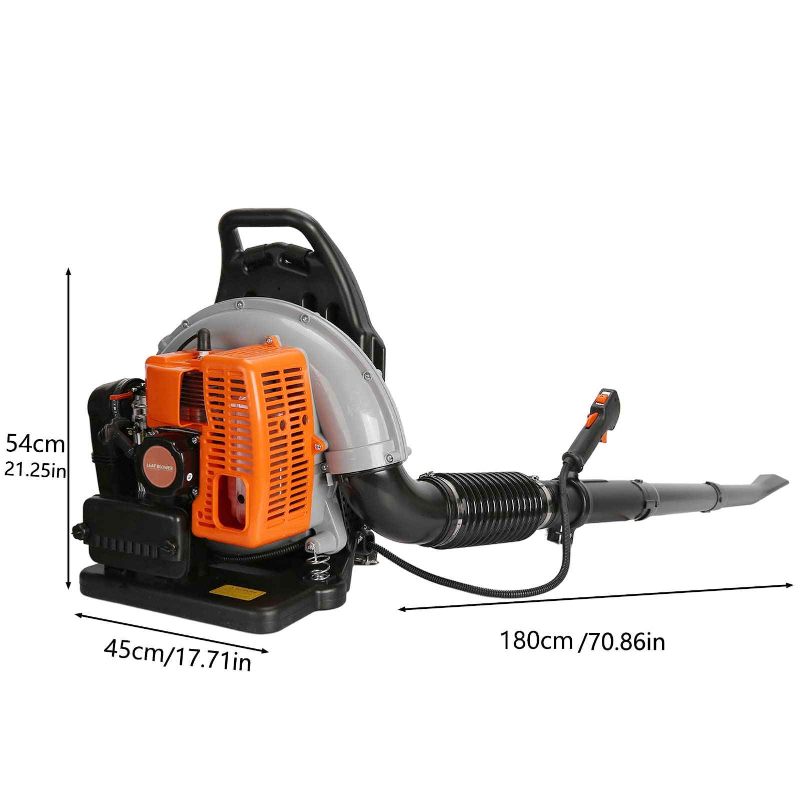 BESUFY Leaf Blower, Backpack Leaf Blower Gas Powered 2-Stroke Engine 665 CFM 63 Cubic Centimeter Snow Blower Handheld Leaf Blower for Lawn Care, Patio Orange,Ship from USA Fast Arrival