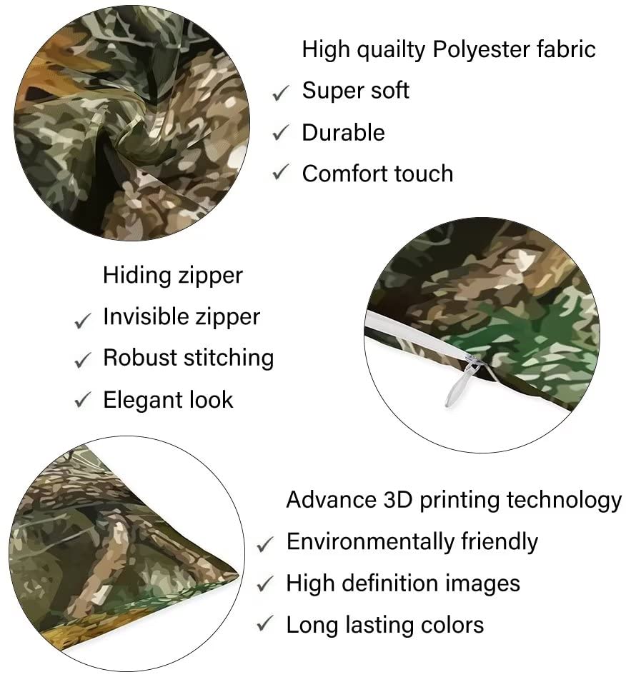 Autumn Forest Body Pillow Cover Hunting Tree Branches and Brown Leaves Camouflage Camo Pattern Long Pillow Case Protector with Zipper Decorative Large Pillowcases for Couch,Bedroom,Home Gifts 20"x54"