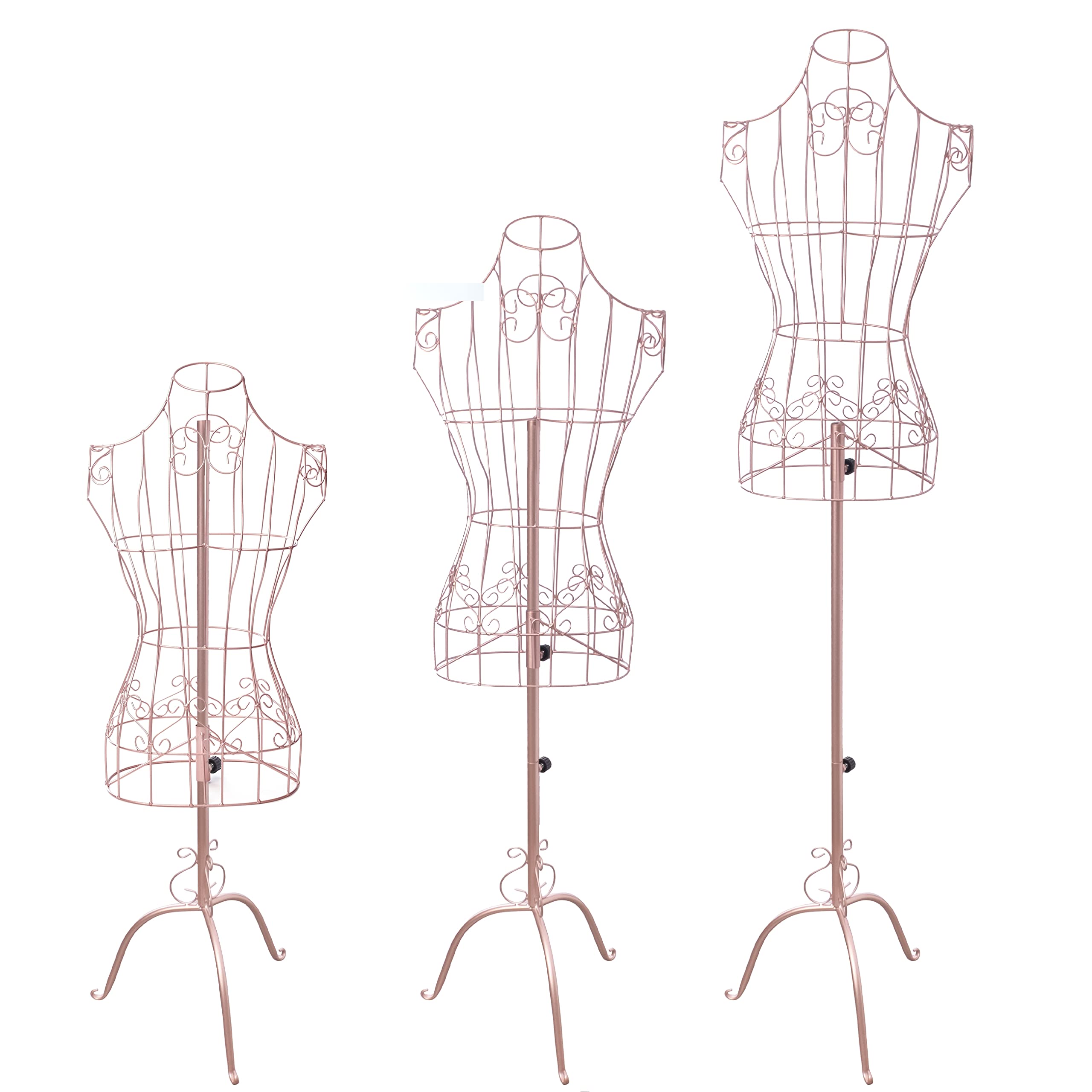 Female Rose Gold Metal Steel Wire Mannequin Dress Form for Sewing Display
