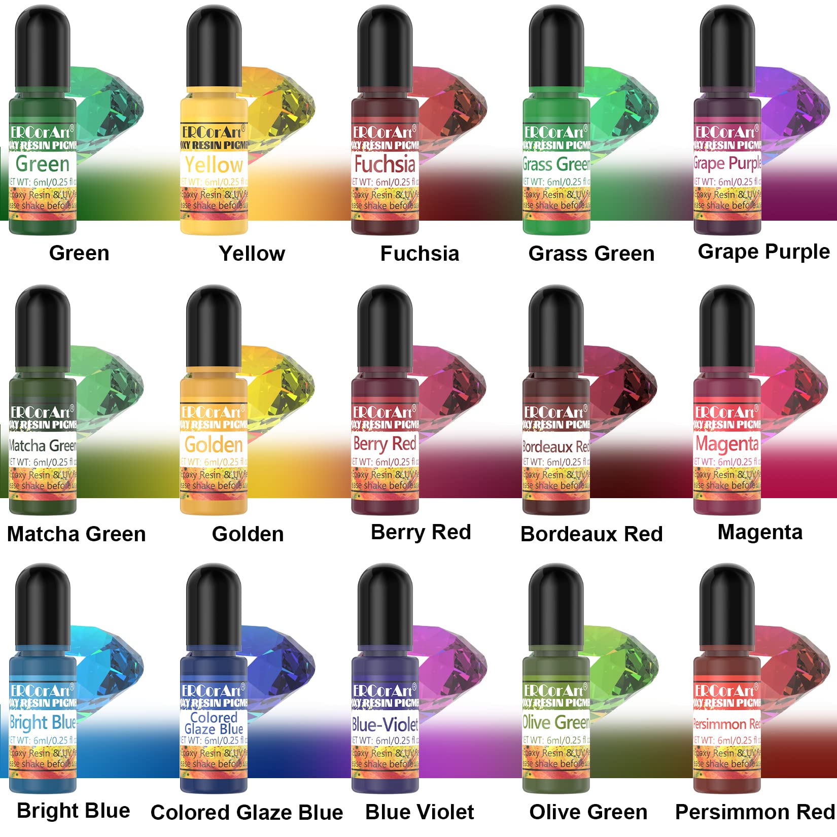 Epoxy Pigment - 30 Colors Transparent UV Dye, Resin Colorant for Resin Jewelry Making Kit, DIY Crafts - 0.25 oz