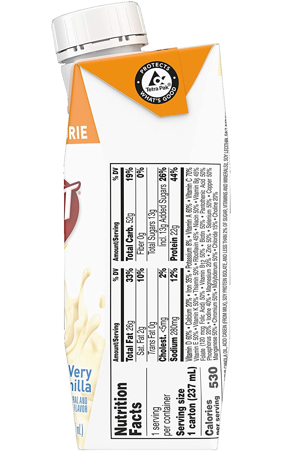 Boost Very High Calorie Nutritional Drink Very Vanilla, Made with Natural Vanilla Flavor & No Artificial Flavors, Colors & Sweeteners, 8 FL OZ (Pack of 24)