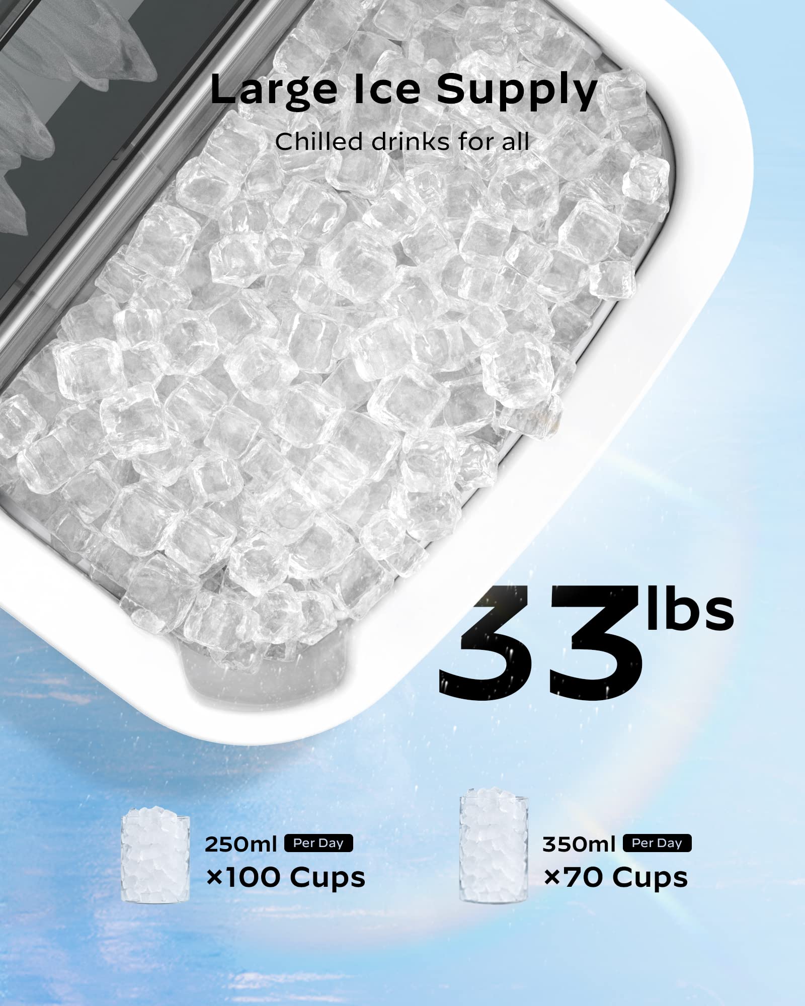 Nugget Ice Maker Countertop - Silonn Pebble Ice Maker Machine with Self-Cleaning Function, 33lbs/24H, Ice Makers for Home/Kitchen/Office, Green