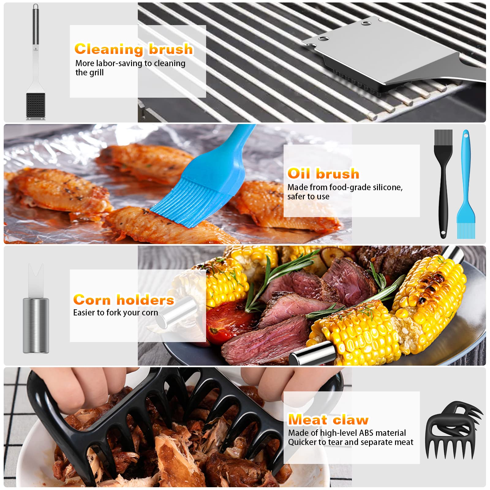 Morole Grill Accessories, Premium 75PCS Stainless Steel Grill Tools with Spatula, Grill Tongs and Cleaning Brush, Durable Grill Set for Outdoors Camping and BBQ, Ideal BBQ Accessories Gift Set for Dad